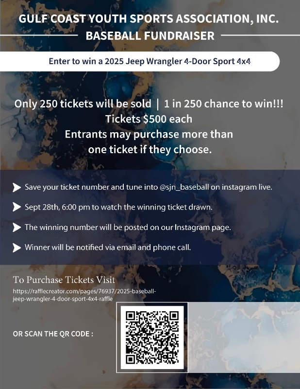 2025 Baseball Jeep Wrangler 4-Door Sport 4x4 Raffle | Raffle Creator